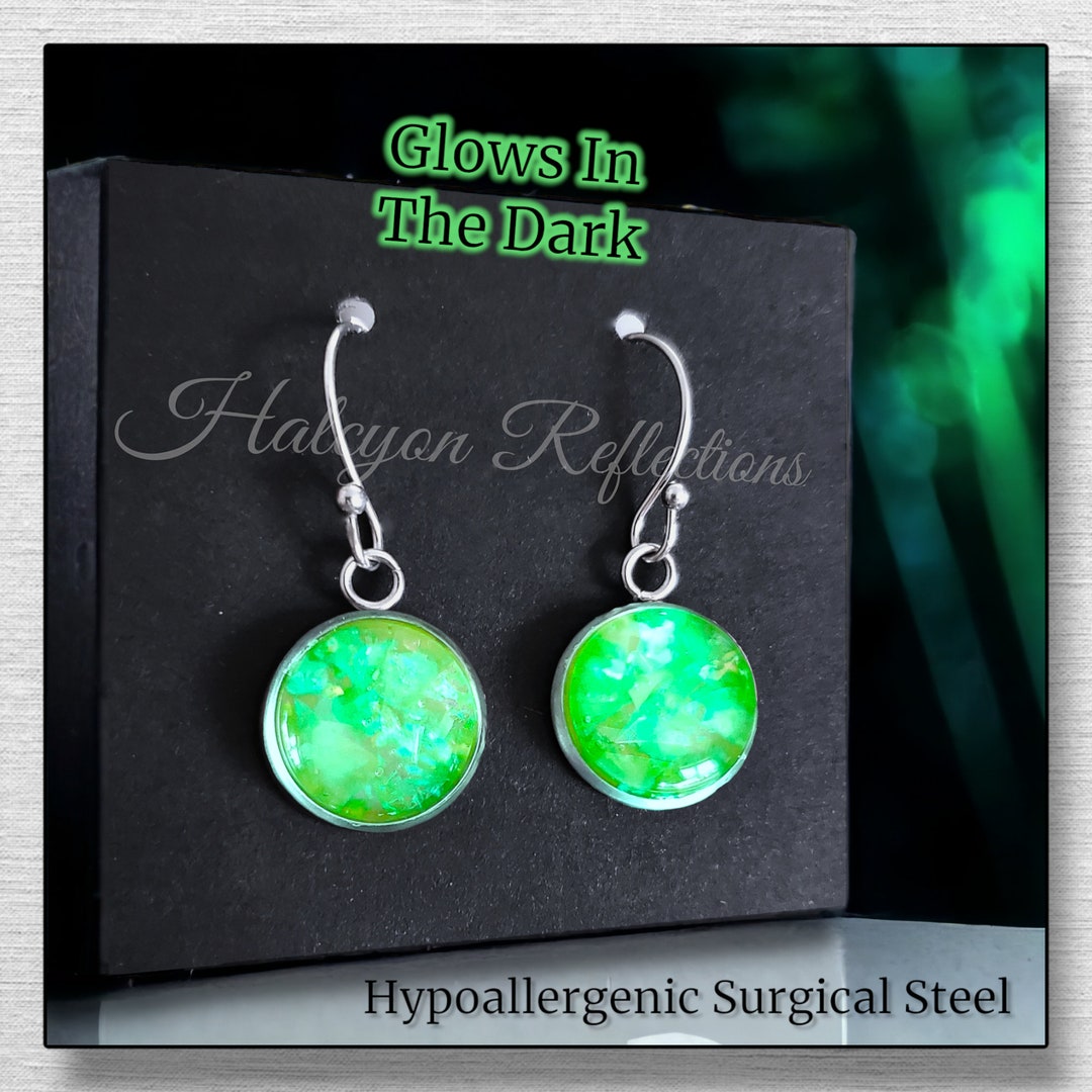 The Green Kryptonite Glow Earrings, Surgical Stainless Steel, French ...