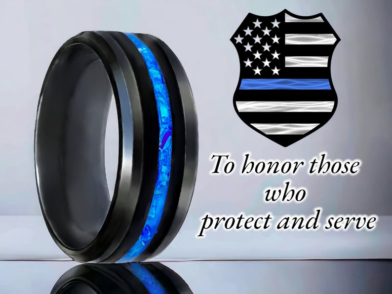 Thin Blue Line Ring Men's Woman's Band Police - Etsy