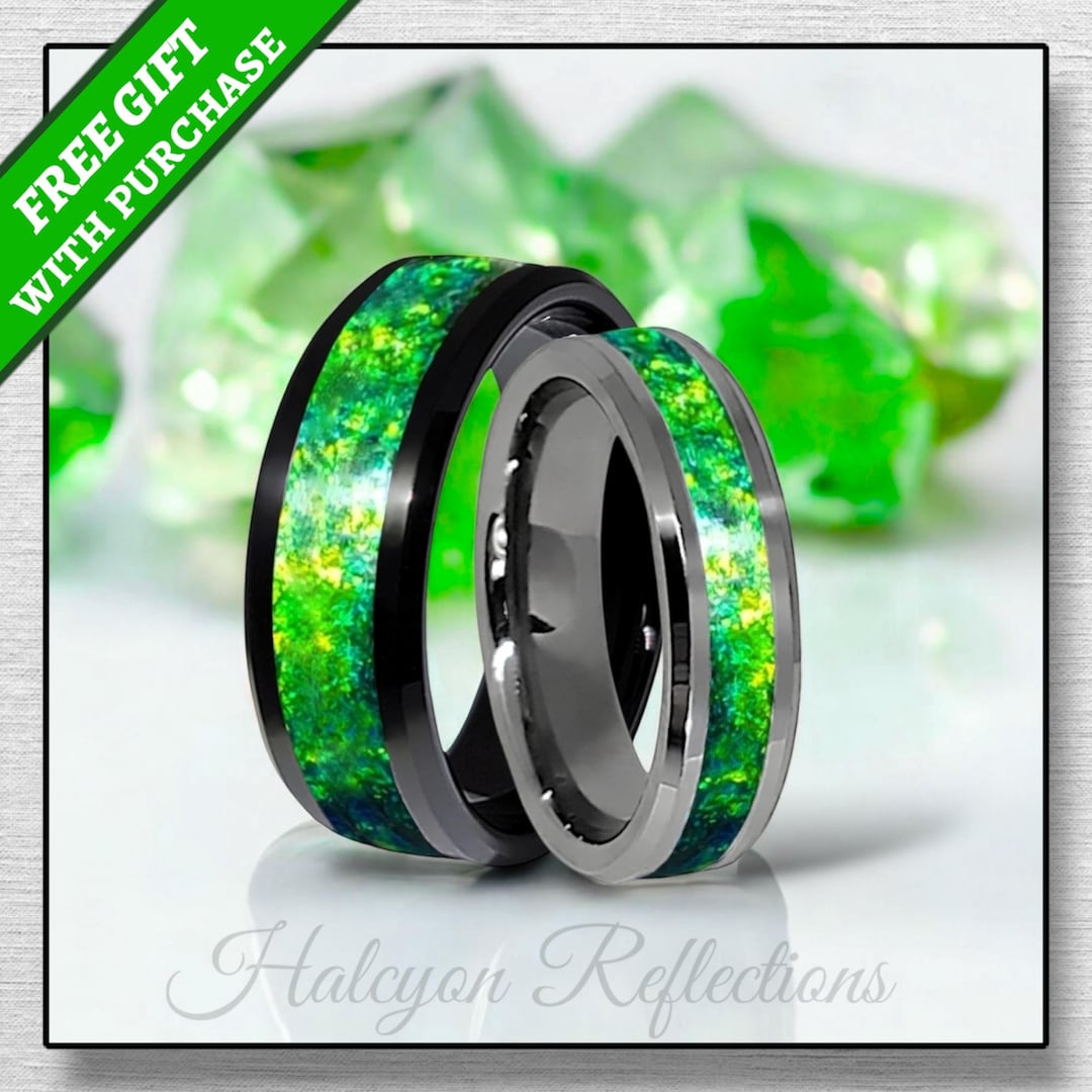 The Kryptonite Glow Ring, Tungsten Carbide, Ceramic 8mm-6mm-4mm, Man's ...