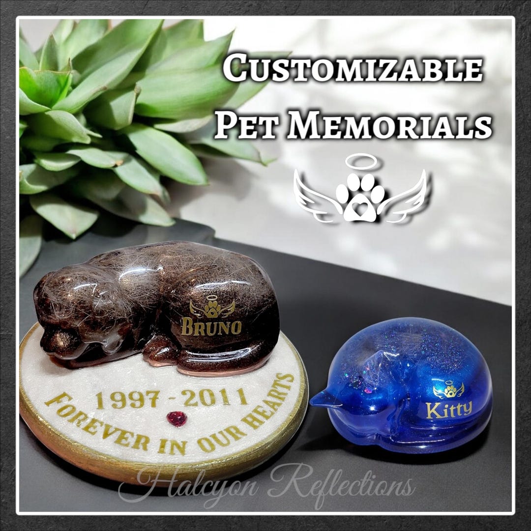 Custom Pet Ash or Fur Memorial Dog Cat Loss Gift Pet Ash Fur Keepsake ...