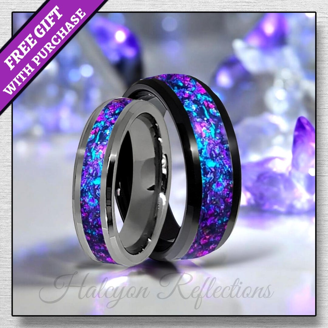 The Twilight Glow Ring, Tungsten Carbide, 8mm-6mm-4mm, Man's, Woman's, Wedding Ring, Polished ...