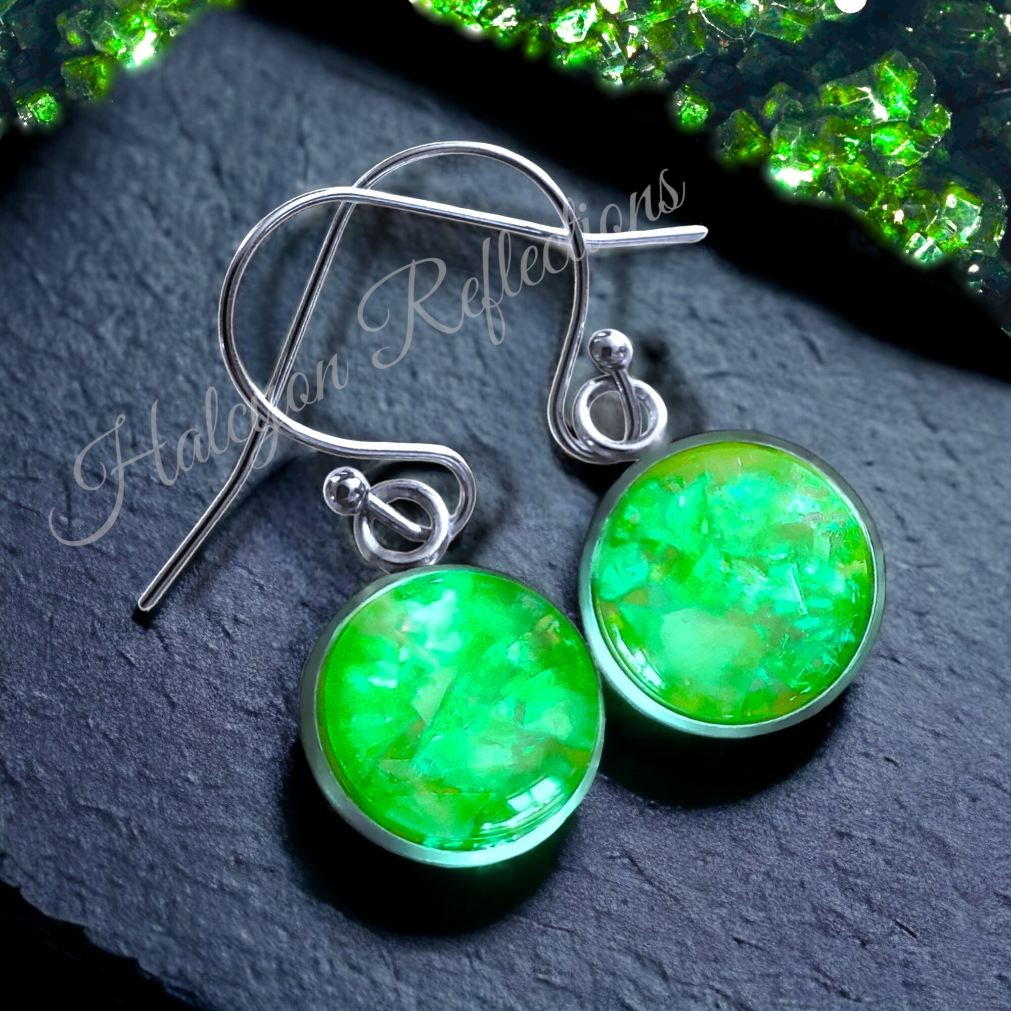 The Green Kryptonite Glow Earrings, Surgical Stainless Steel, French ...