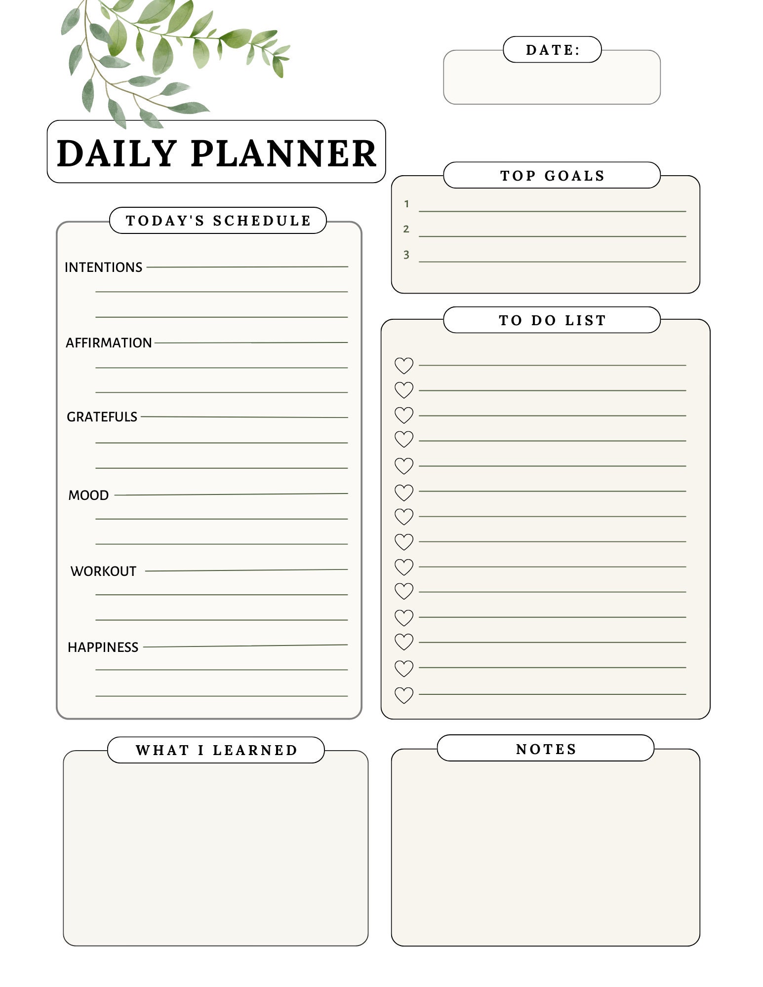 Chic Daily to Do List Printable, Instant Download, Printable Planner ...