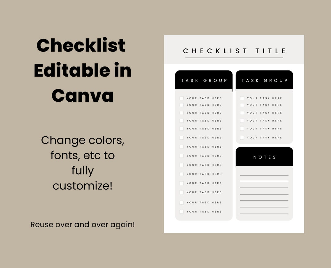 Canva Checklist Template | to Do List Template | Digital Download ...