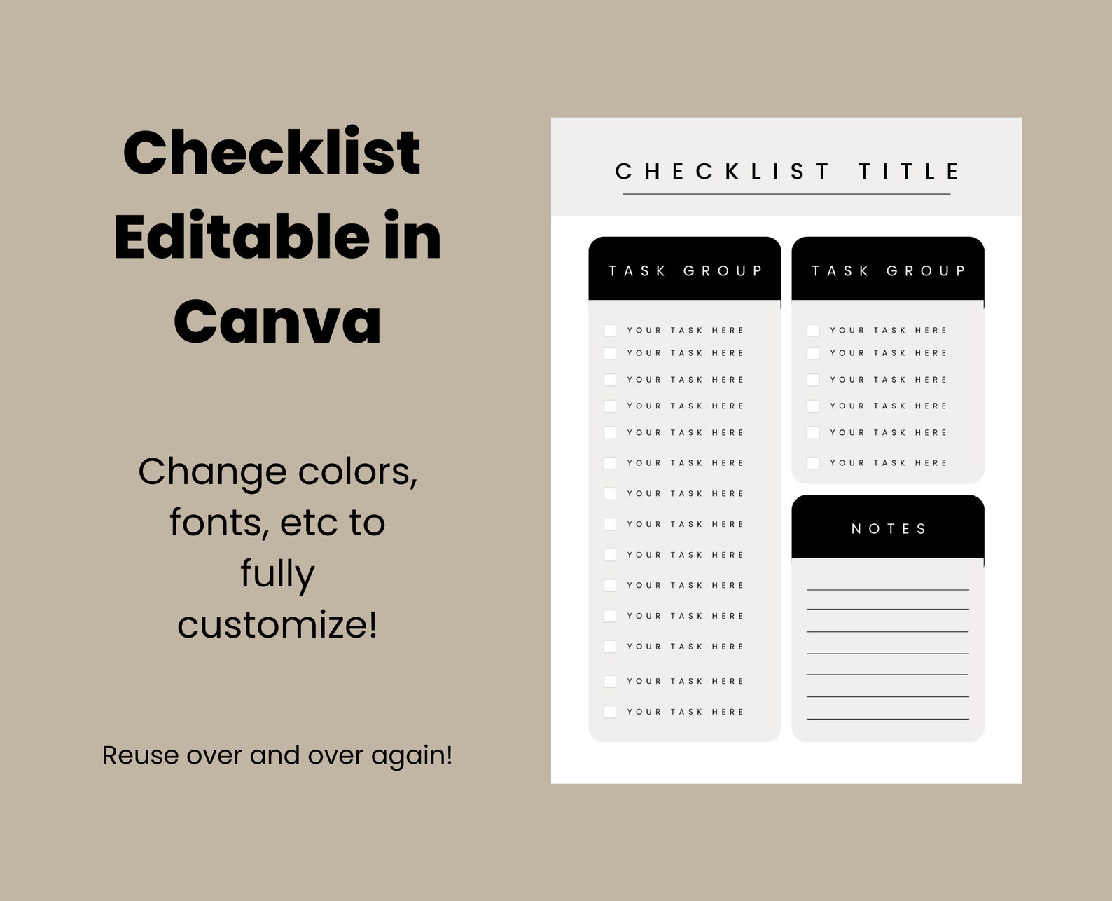 Canva Checklist Template | to Do List Template | Digital Download ...