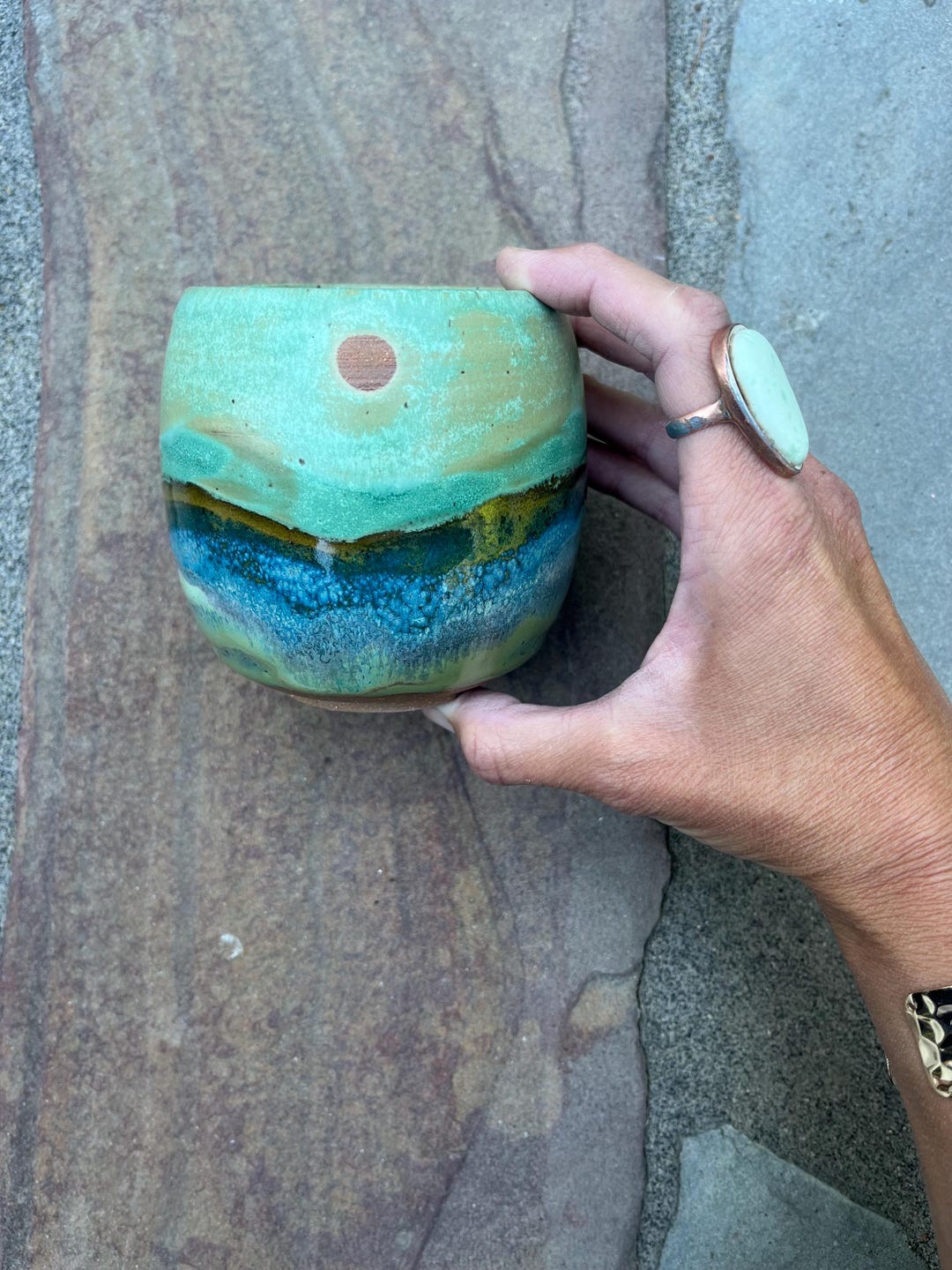 Ceramic Light Turquoise Ocean Cup - Etsy