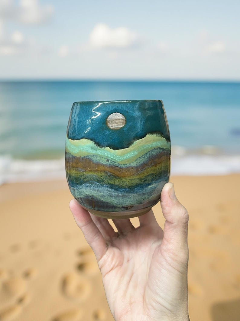 Ceramic Turquoise Ocean Cup - Etsy