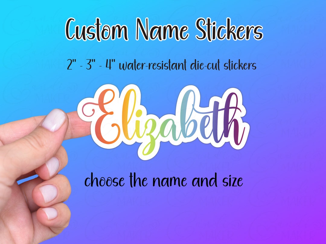 Custom Rainbow Name Sticker Choose the Name Size - Etsy