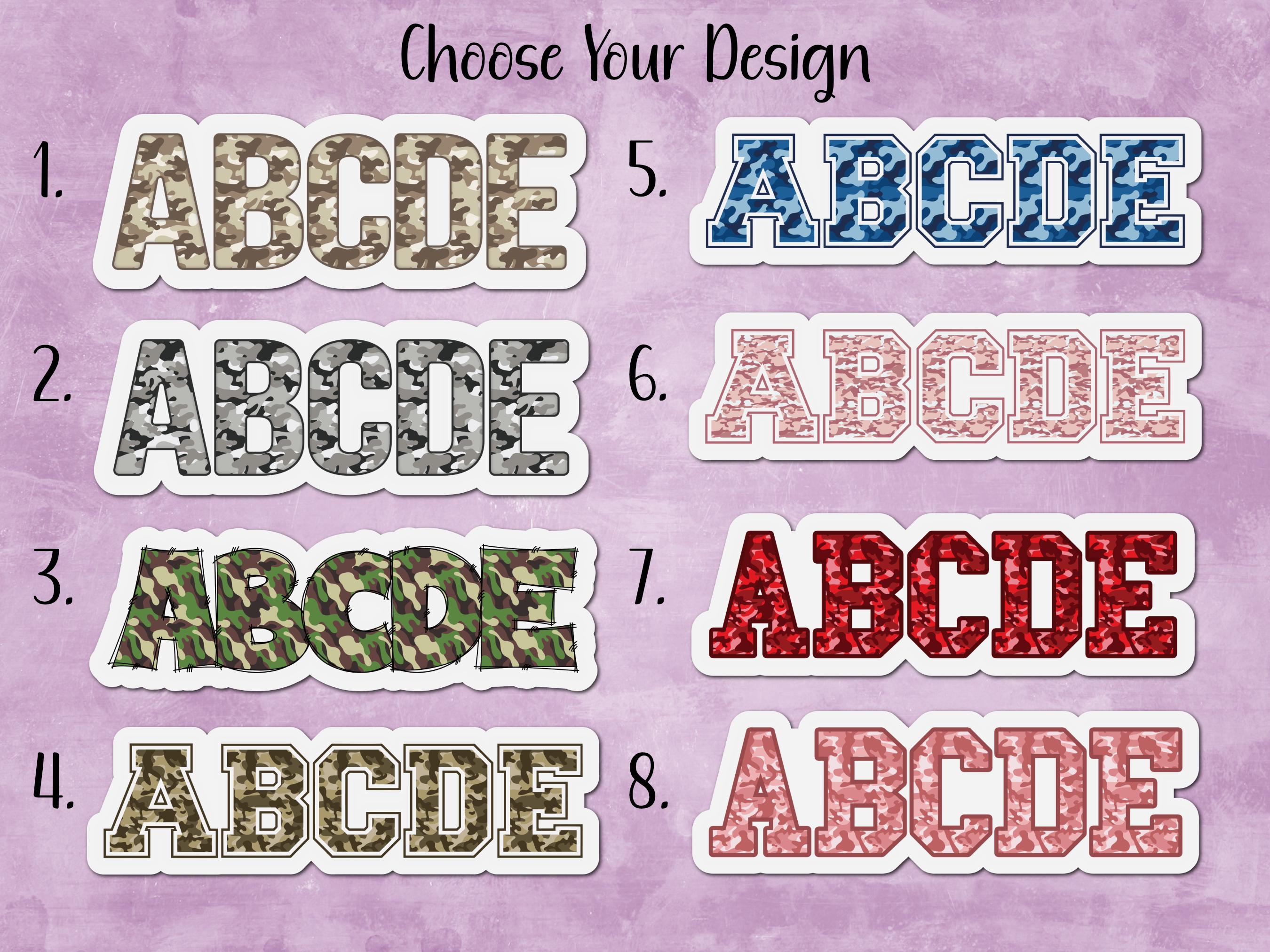 Camouflage Print Custom Name Sticker | Stocking Stuffer Gift, Party ...
