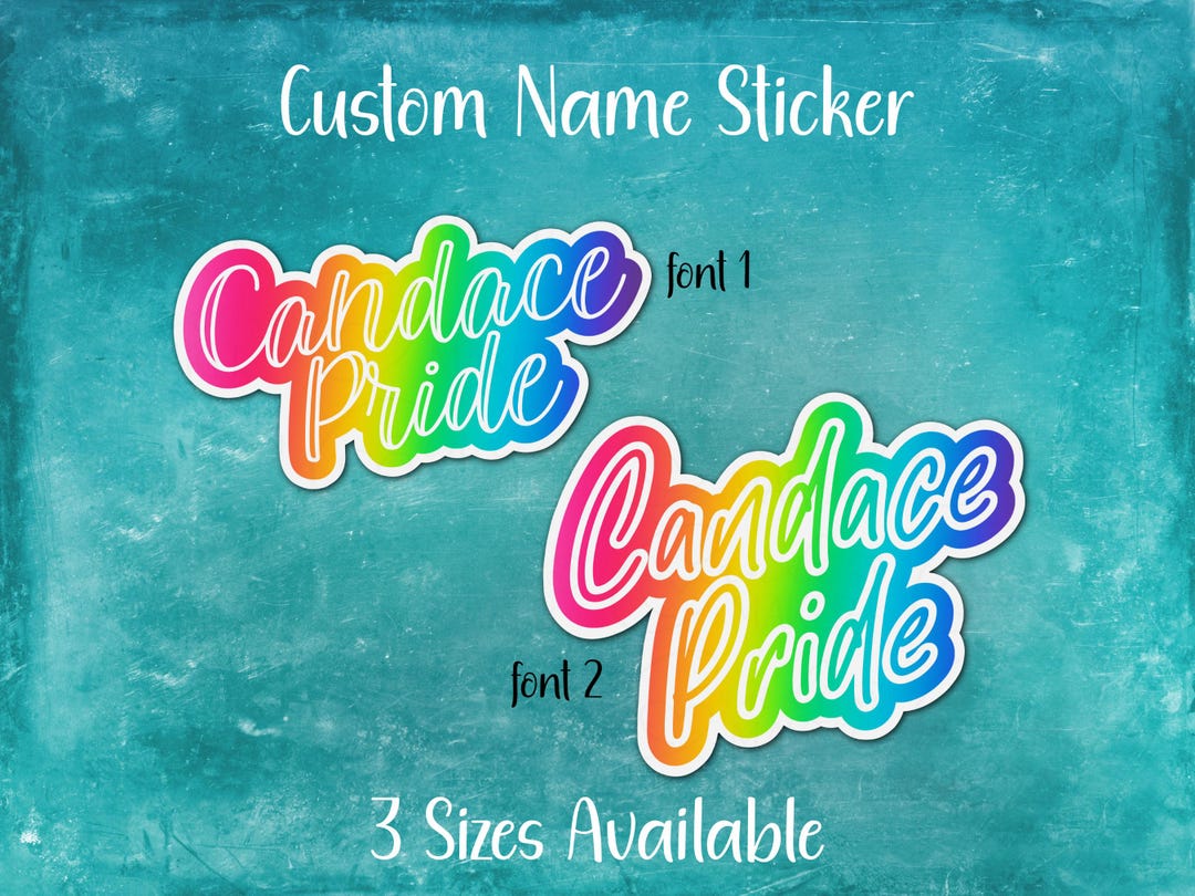 Custom 90s Rainbow Name Sticker | Choose Name, Size, Font ...
