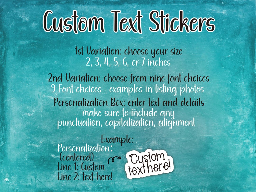 Custom Text Sticker | Choose Your Own Phrase, Size, Font | Personalized ...