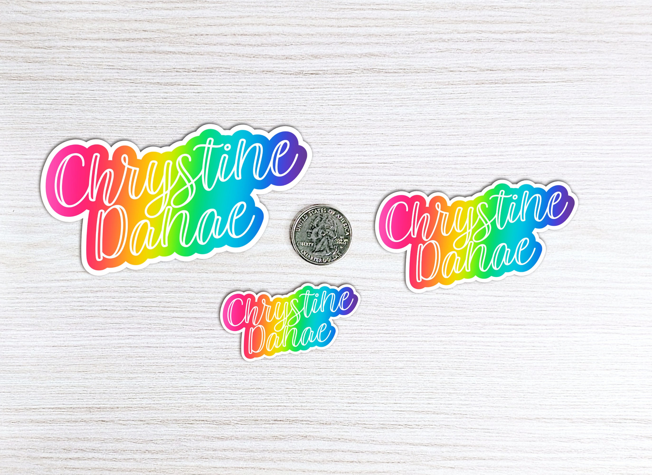 Custom 90s Rainbow Name Sticker | Choose Name, Size, Font ...