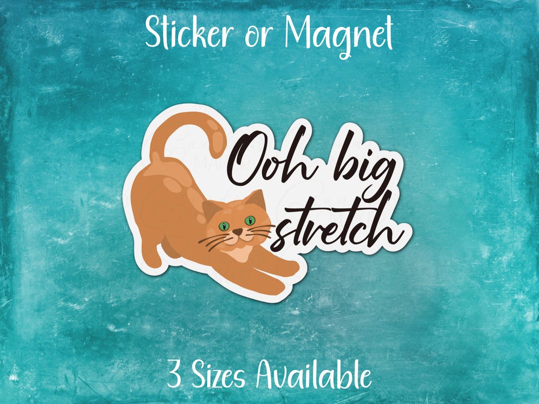 Ooh Big Stretch, Funny Orange Cat Sticker or Magnet | Gift for Crazy ...