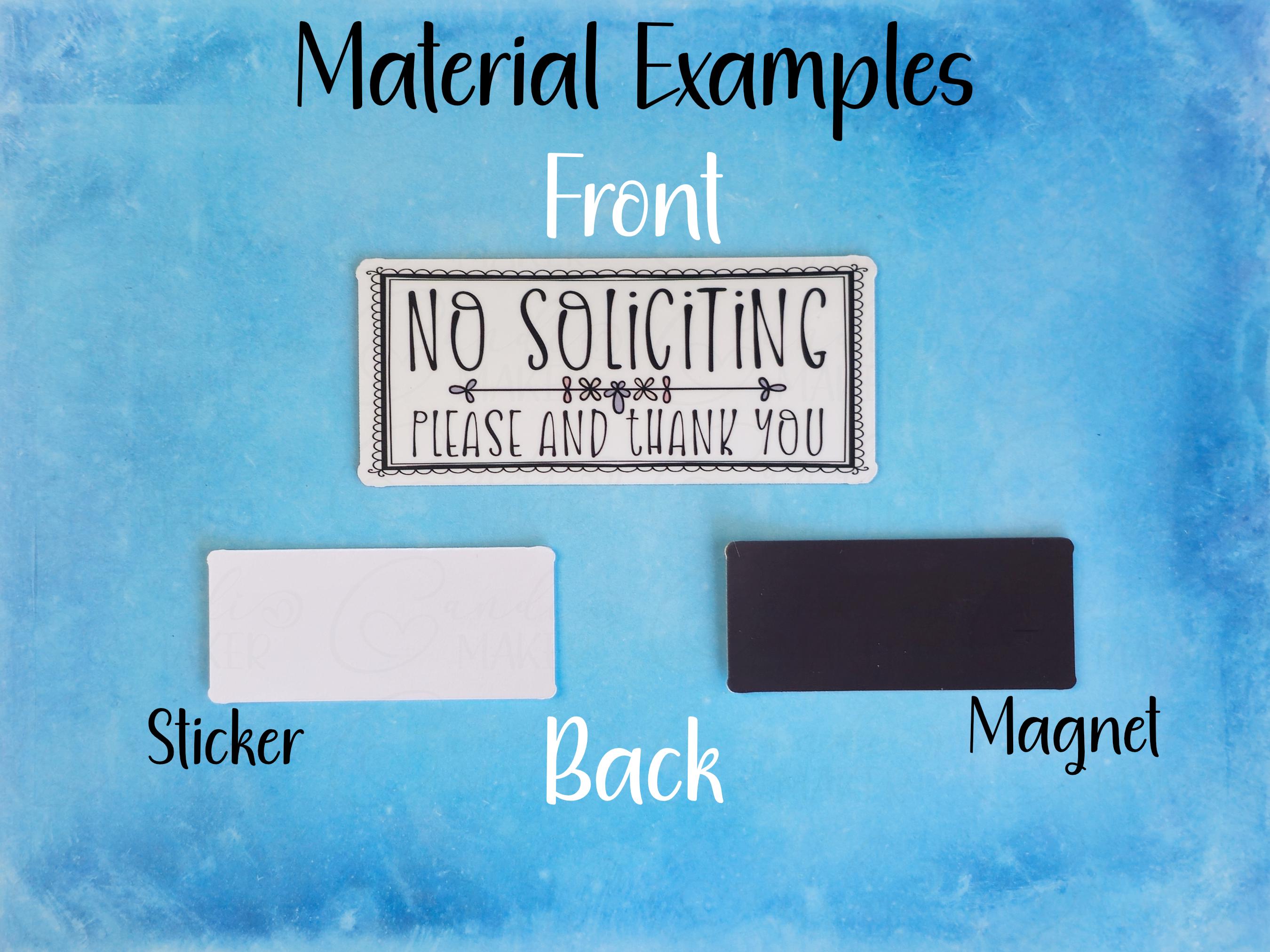 Minimalist Vertical No Soliciting Sticker or Magnet | Water-resistant ...