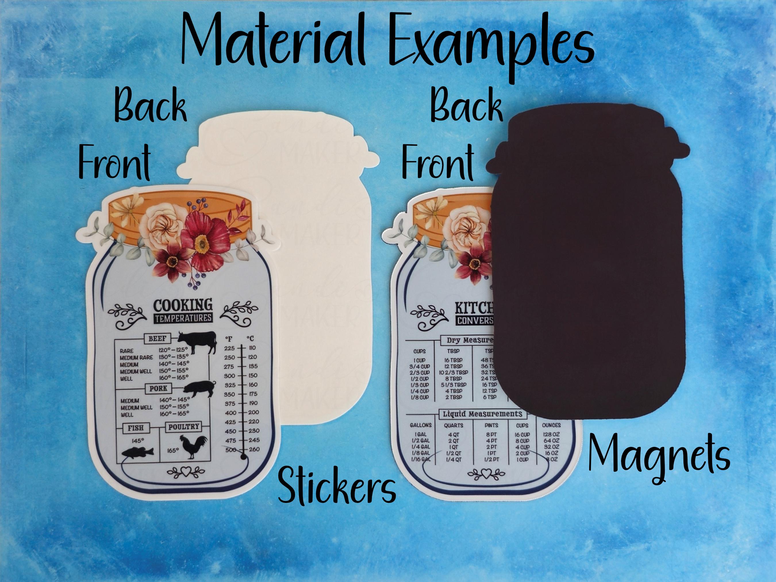 Fall Floral Mason Jar Kitchen Conversion Refrigerator Sticker or Magnet ...
