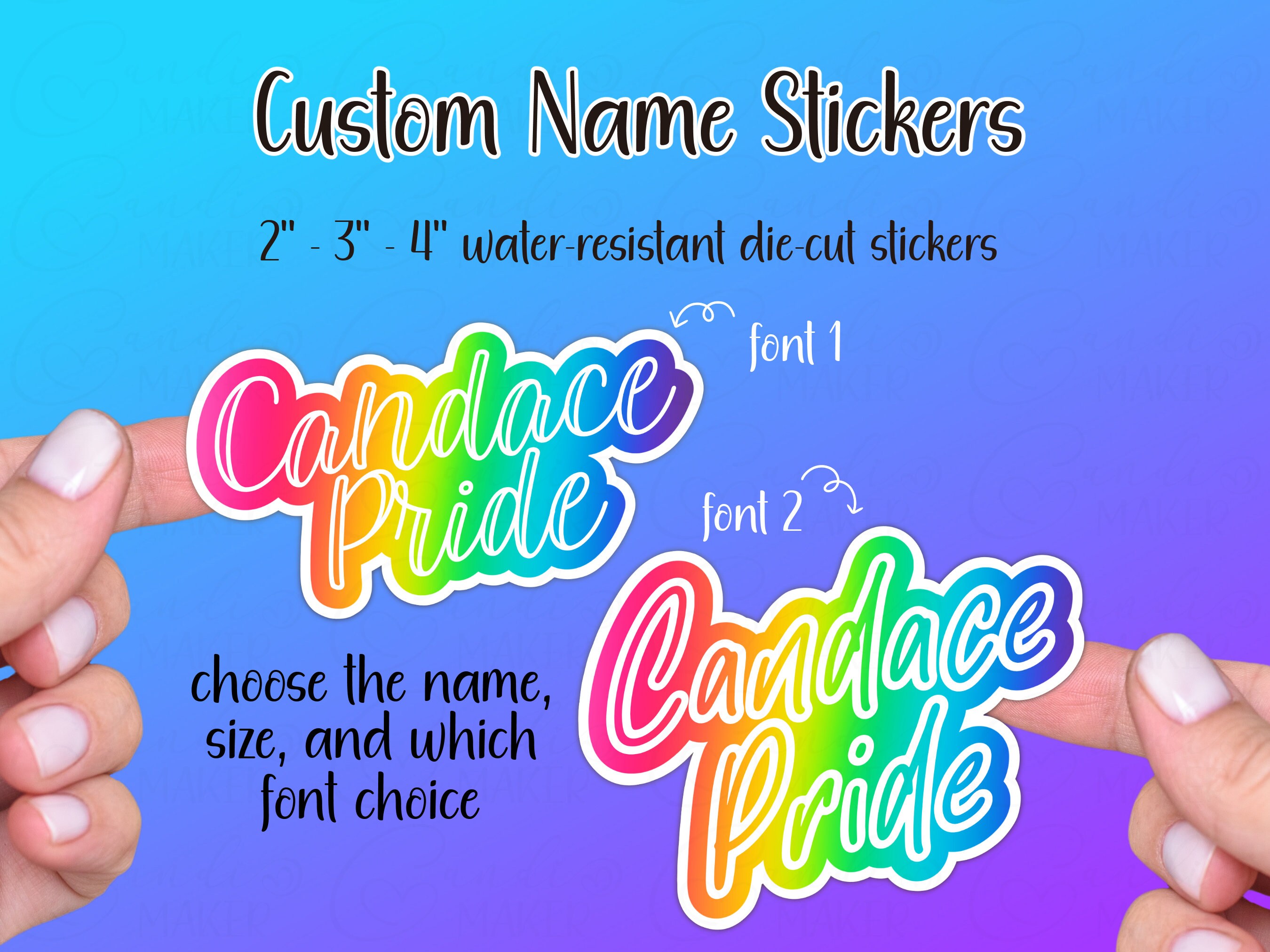 Custom 90s Rainbow Name Sticker Choose Name Size Font - Etsy