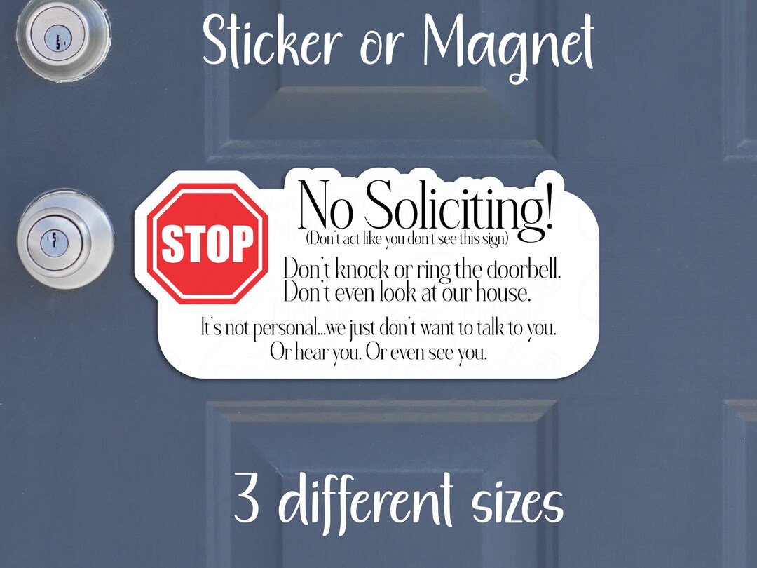 Stop Sign No Soliciting Sticker or Magnet | Don't Knock or Even Look ...