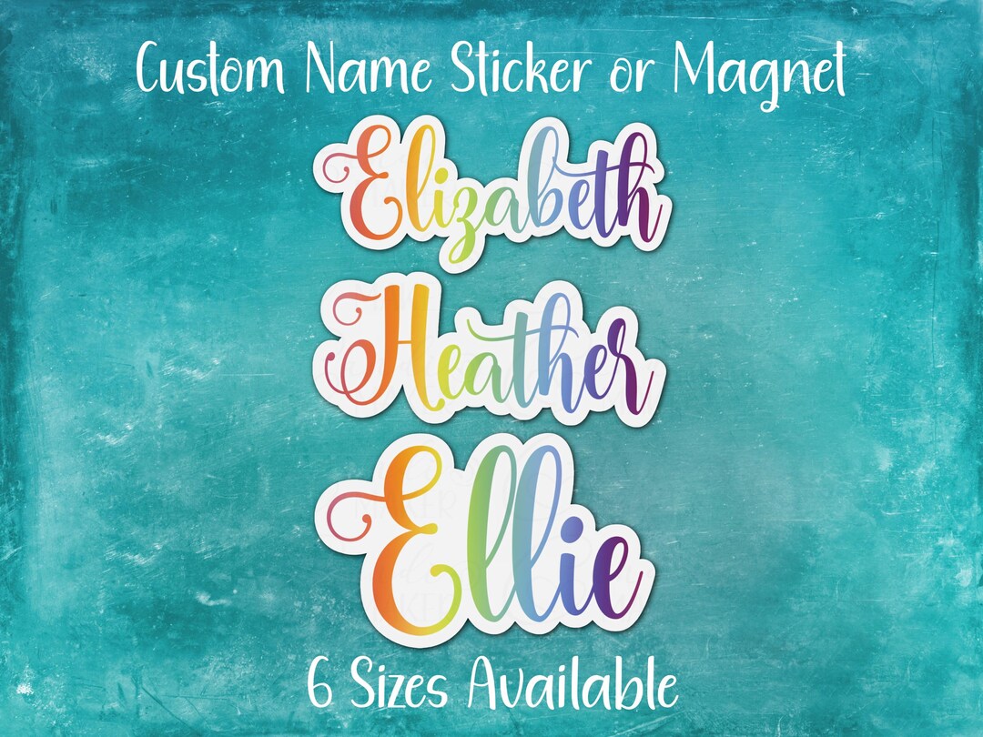 Custom Rainbow Name Sticker or Magnet | Back to School, Locker ...