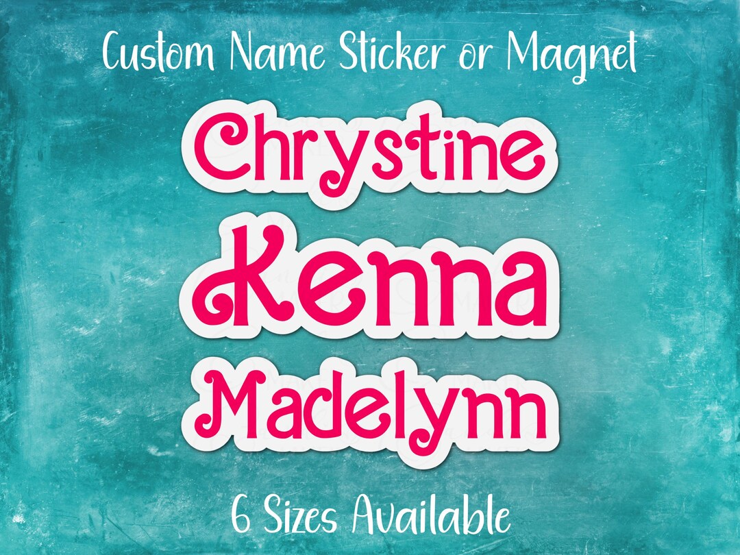 Custom Pink Name Sticker or Magnet | Personalized Baby Name, Girly ...