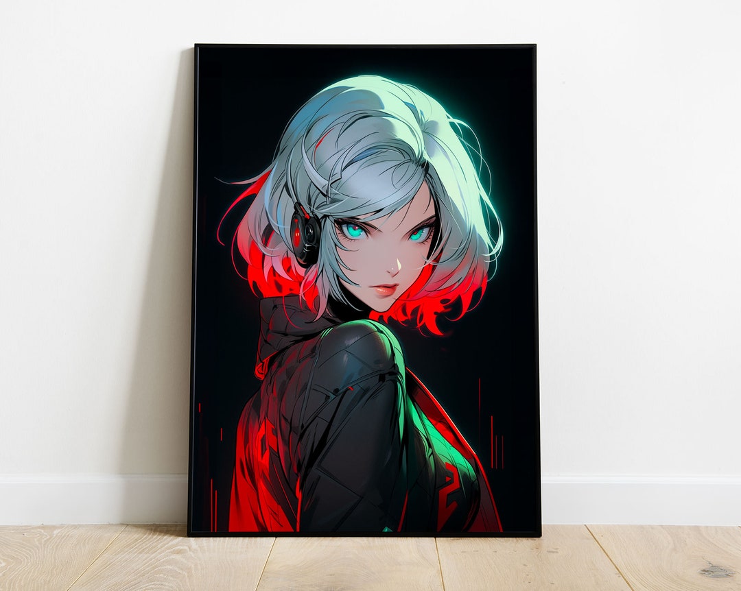 Illustration Cybergirl Netrunner Portrait Art Print Anime - Etsy