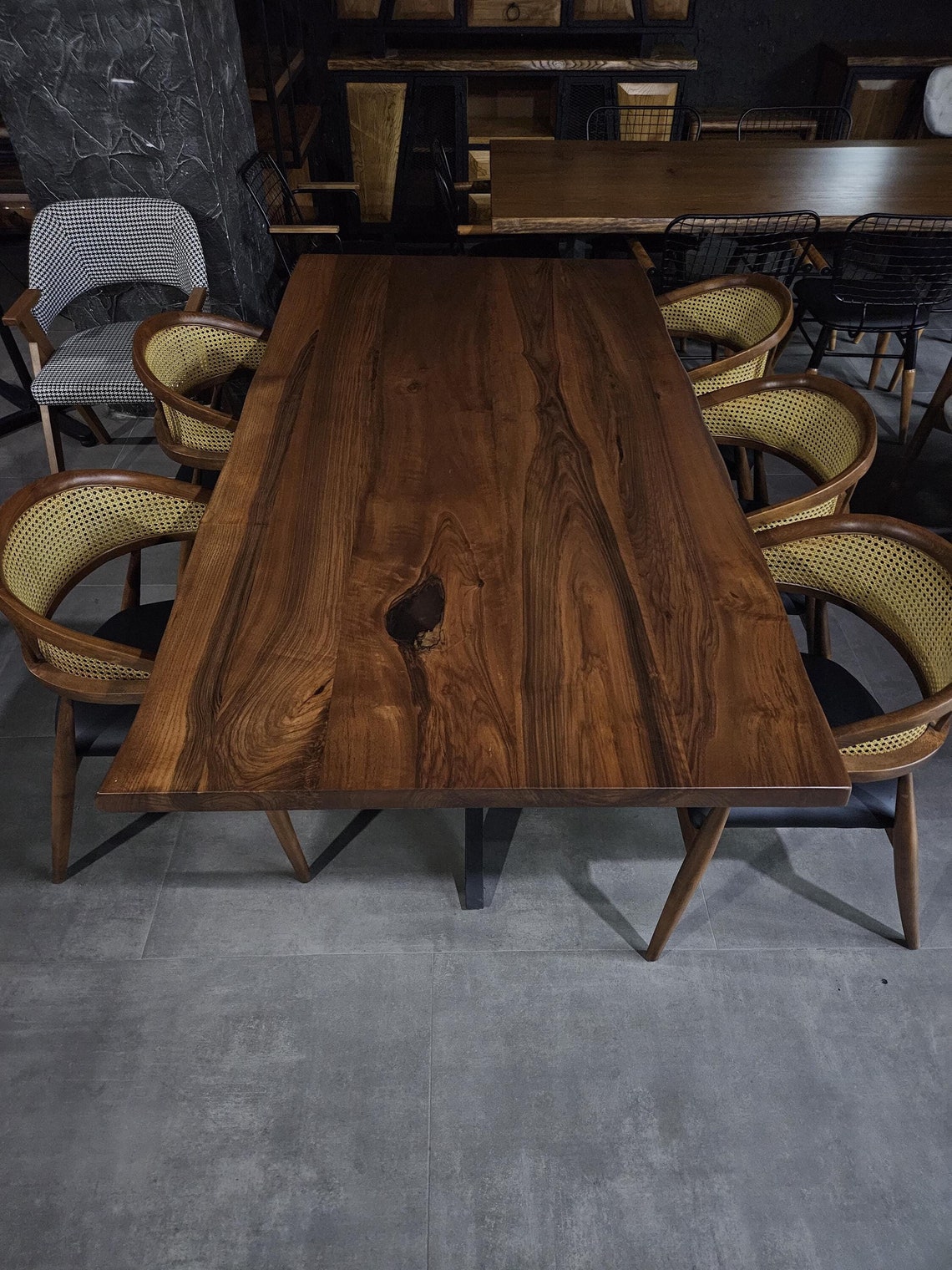 Custom Walnut Dining Table, Kitchen Table, Modern Dining Table, Live Edge Dining Table, Wood ...