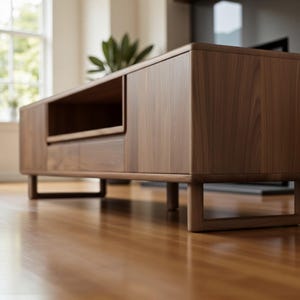 Handcrafted Walnut Wood TV Unit: Rustic Media Console & Storage - Etsy