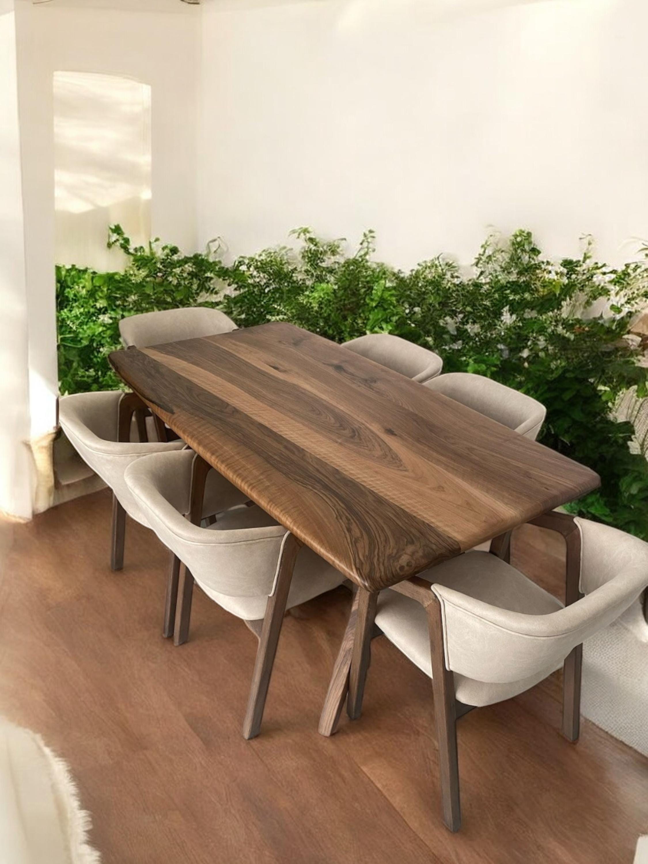 Modern Wood Dining Table, Dining Table, Live Edge Dining Table, Kitchen ...