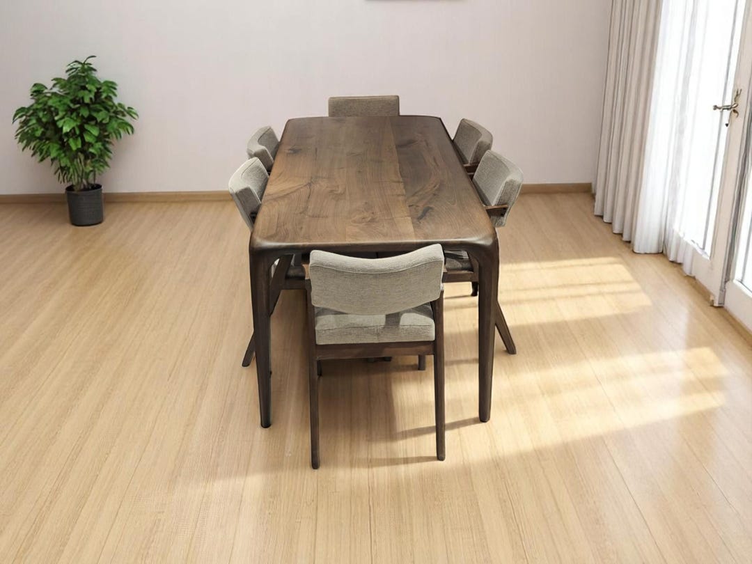 Custom Modern Wood Dining Table - Handcrafted Walnut Live Edge Kitchen ...