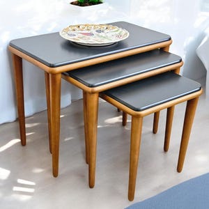 Solid Coffee Table, Set of 3, Rectangular Coffee Table, Square Nest ...