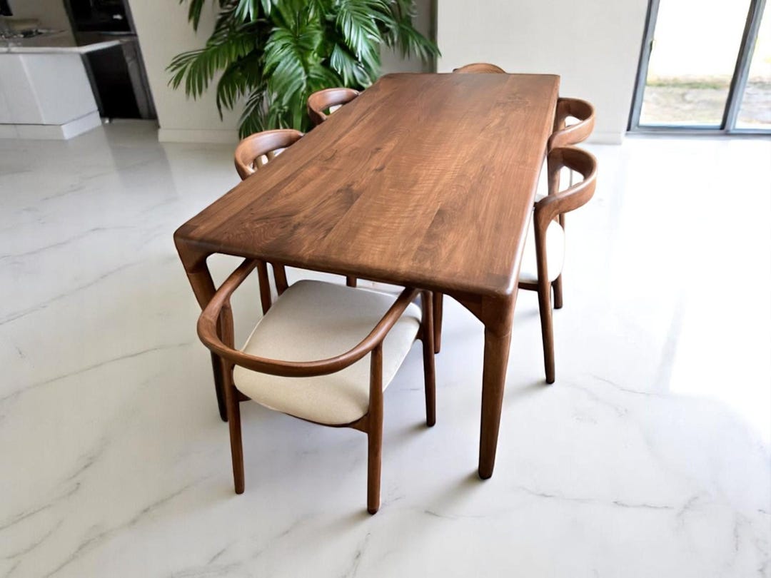 Custom Walnut Dining Table – Handcrafted Modern Wood Kitchen Table ...