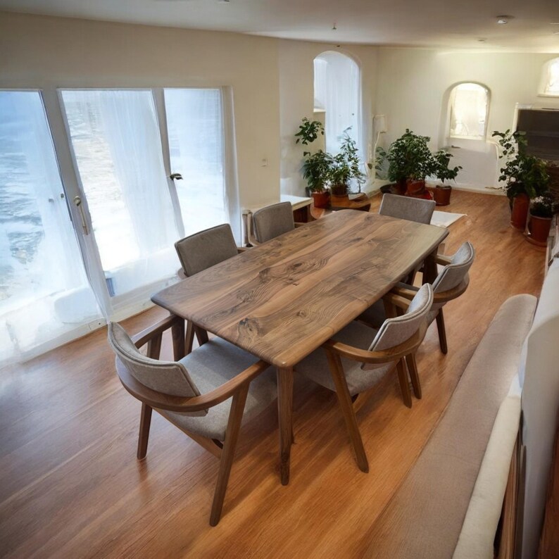 Modern Wood Dining Table, Dining Table, Live Edge Dining Table, Kitchen ...