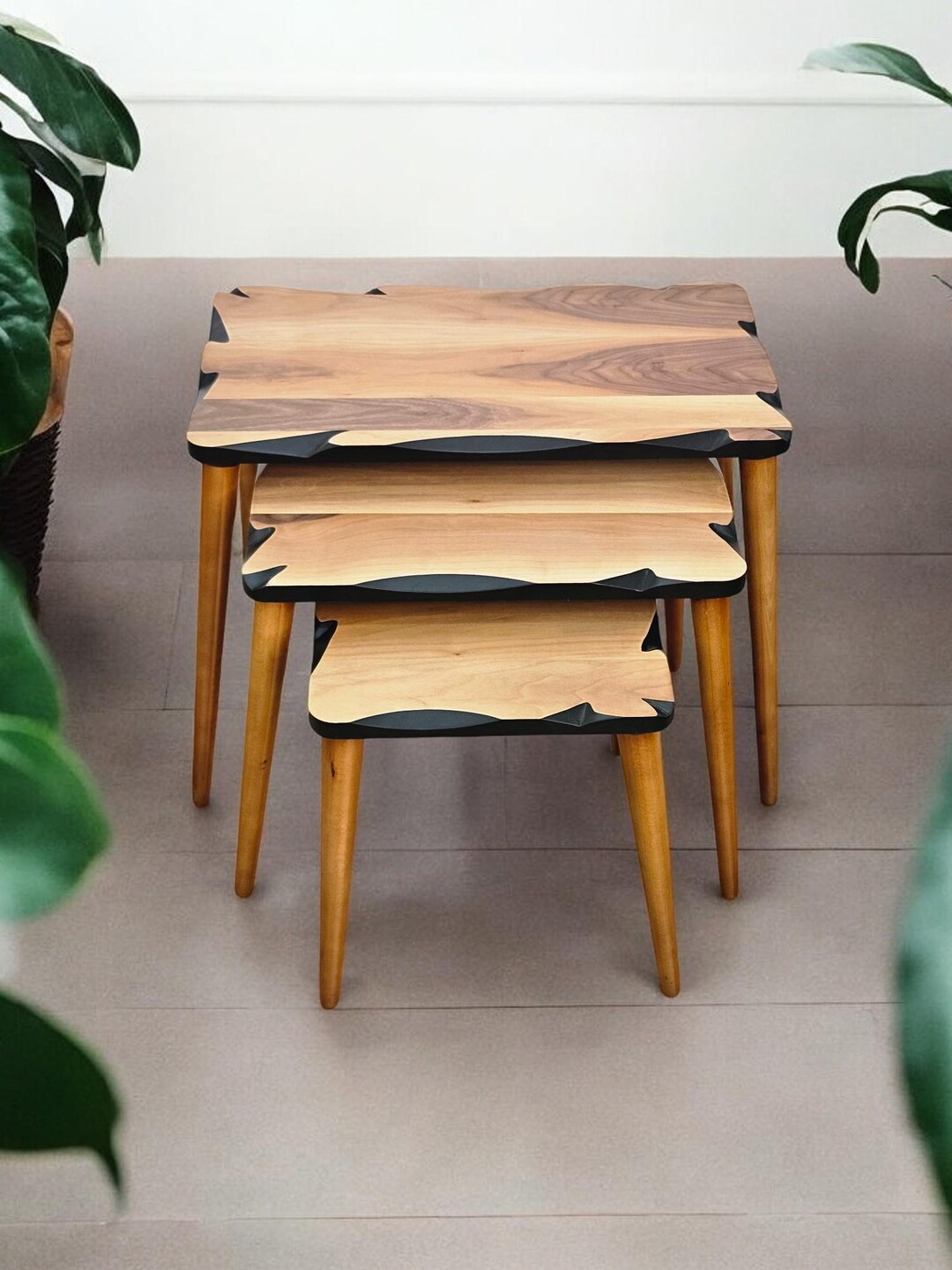 Wooden Coffee Table, Modern Farmhouse Decor Side Table, Nesting Coffee ...