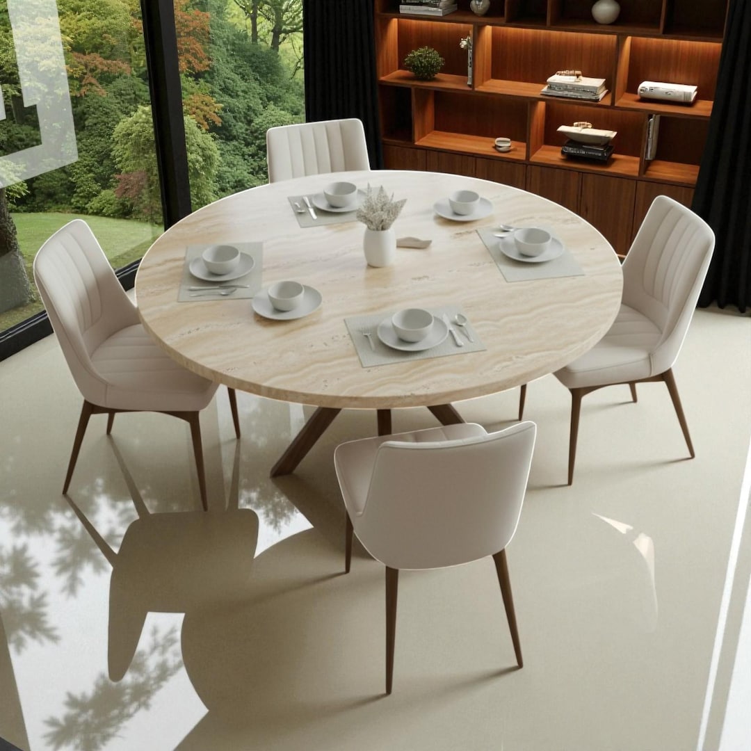 Handmade Round Dining Table: Wood Kitchen Furniture, Custom Sizes - Etsy