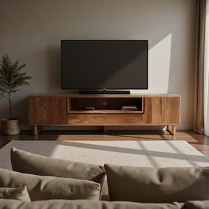 Handcrafted Walnut Wood TV Unit: Rustic Media Console & Storage - Etsy ...
