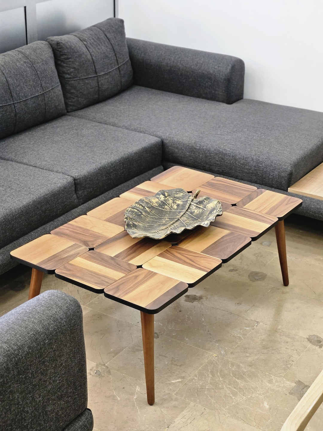 Wood Coffee Table, Natural Walnut Coffee Table, Walnut Modern Wooden Coffee Table, Mid Century ...