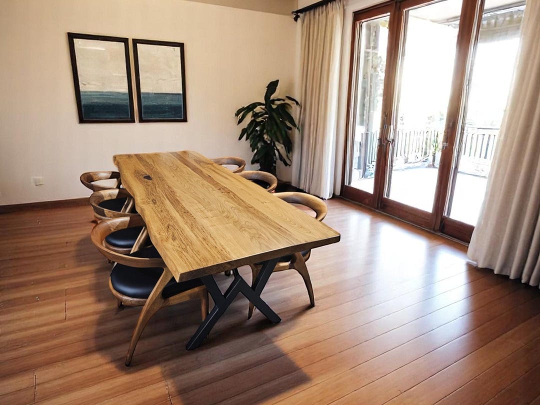 Live Edge Walnut Dining Table - Wooden Farmhouse Kitchen Table ...