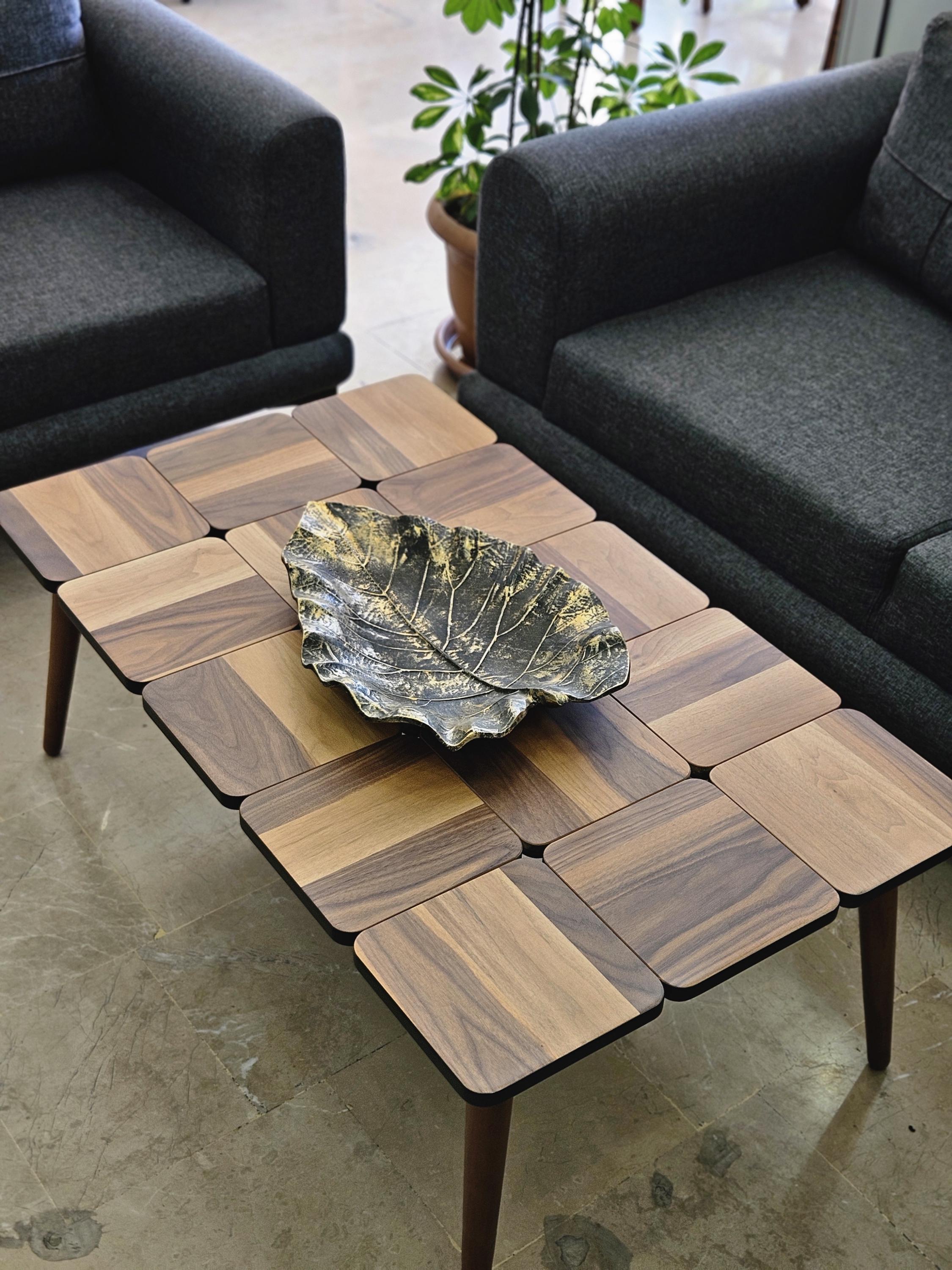 Wood Coffee Table, Natural Walnut Coffee Table, Walnut Modern Wooden ...