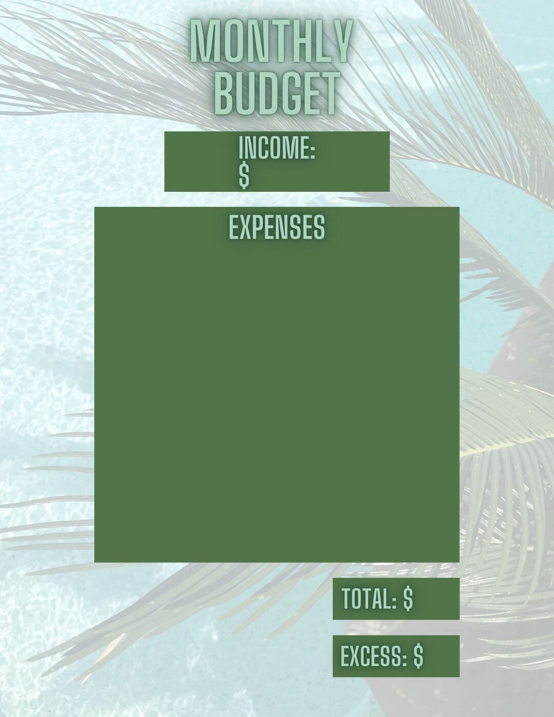 Simple Monthly Budget DIGITAL DOWNLOAD - Etsy