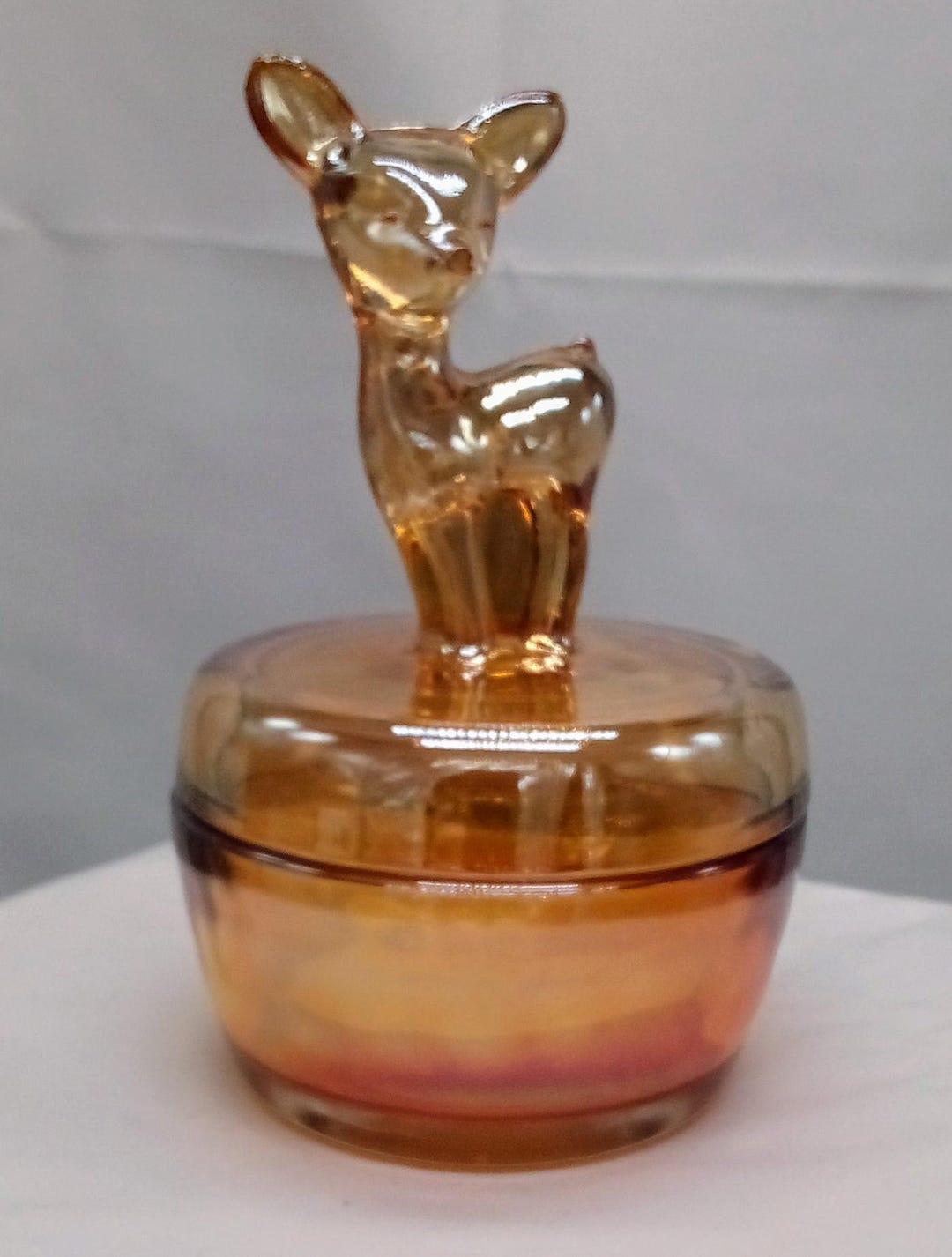 Vintage Jeanette Marigold Carnival Glass Candy, Trinket, Powder Dish ...