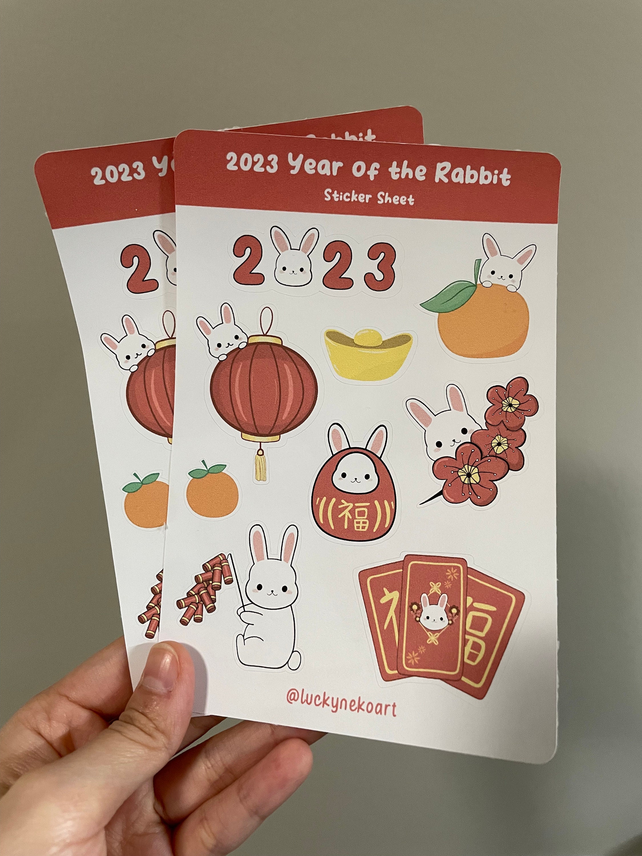 Year of the Rabbit Sticker Sheet | Lunar New Year | 2023 Sticker ...