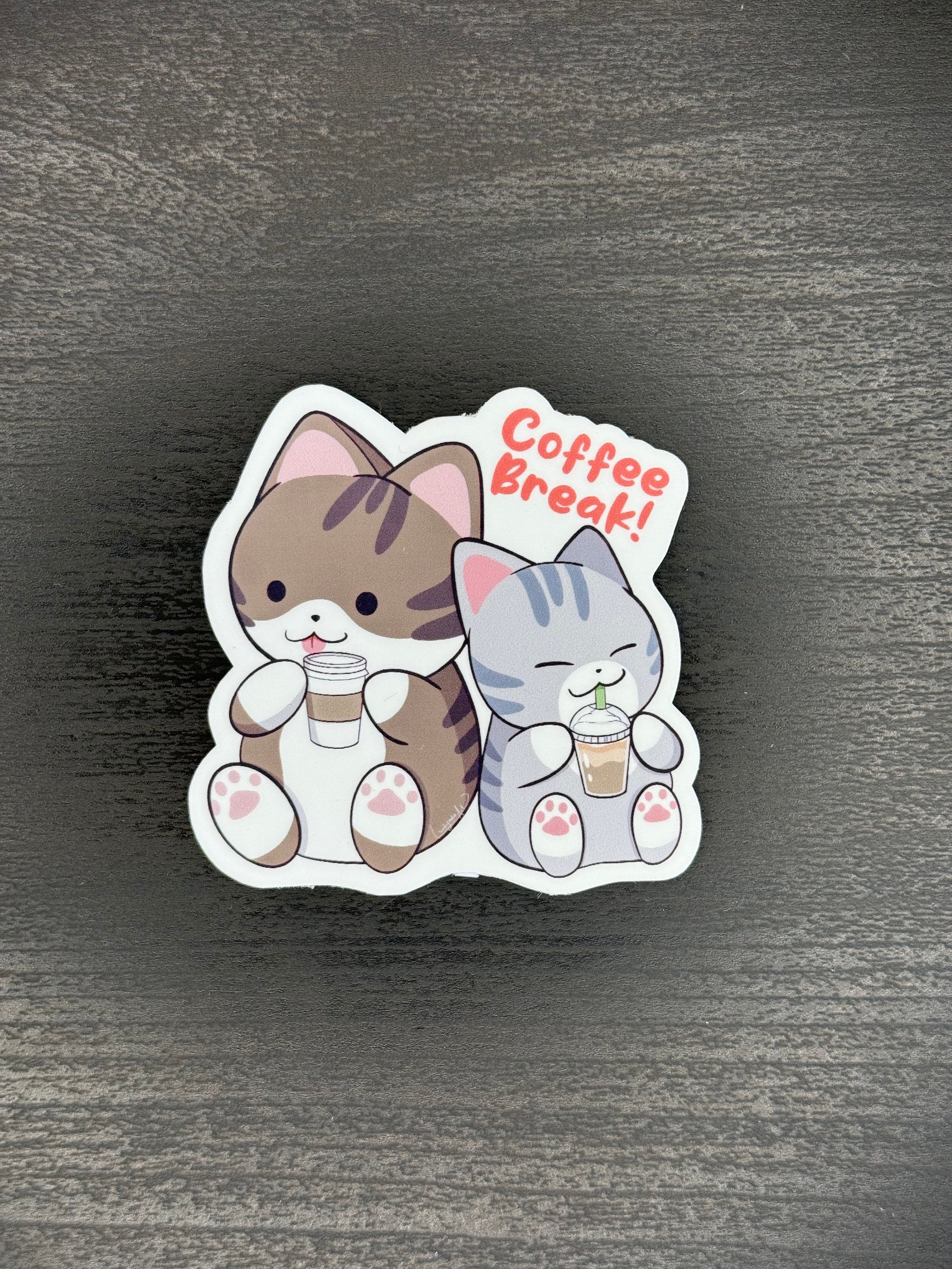 Coffee Break Cats Stickers | Journal Sticker | Cute Cats | Coffee ...