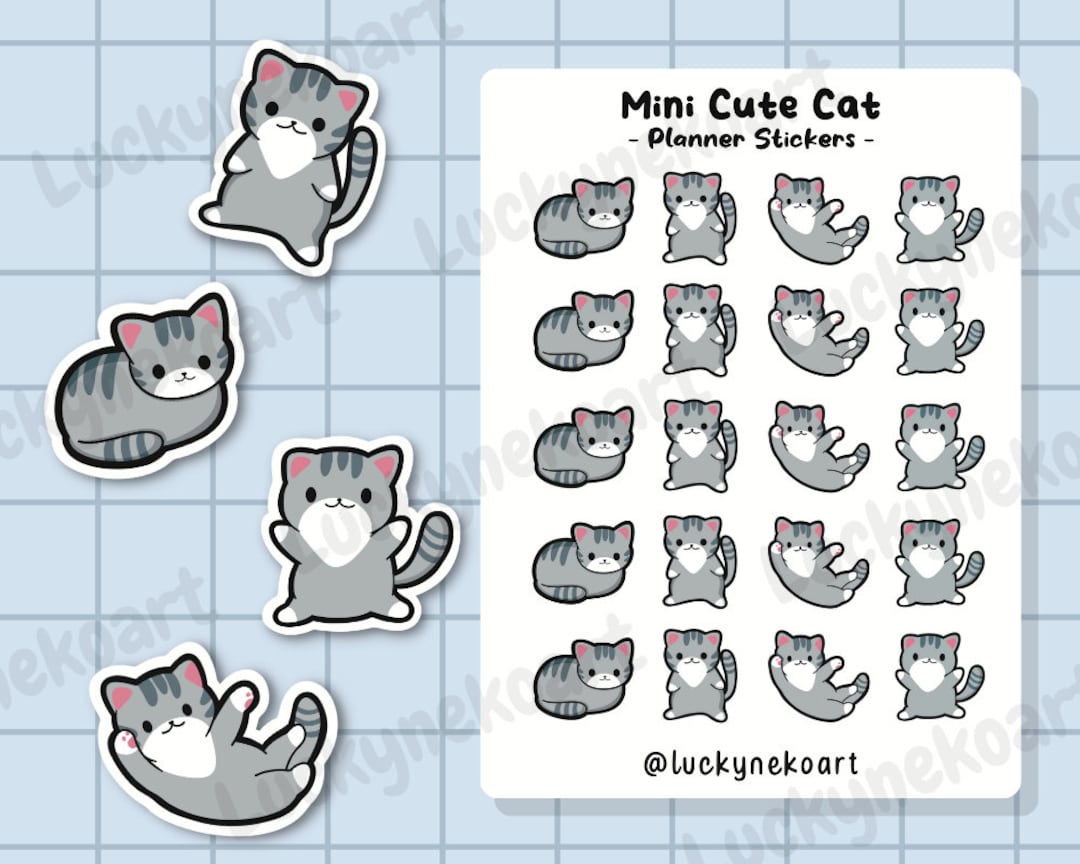 Mini Cute Cat Planner Stickers | Journal Stickers | Cute Cat | Animal ...