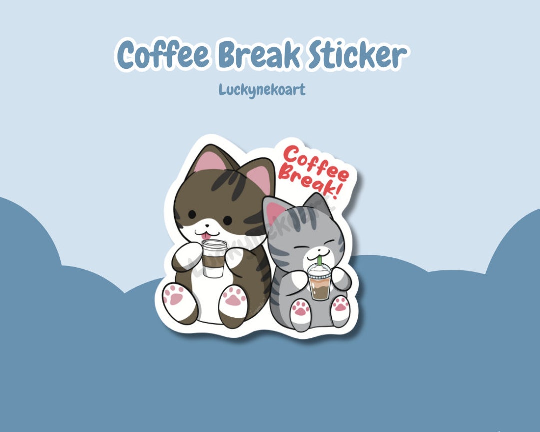 Coffee Break Cats Stickers | Journal Sticker | Cute Cats | Coffee ...