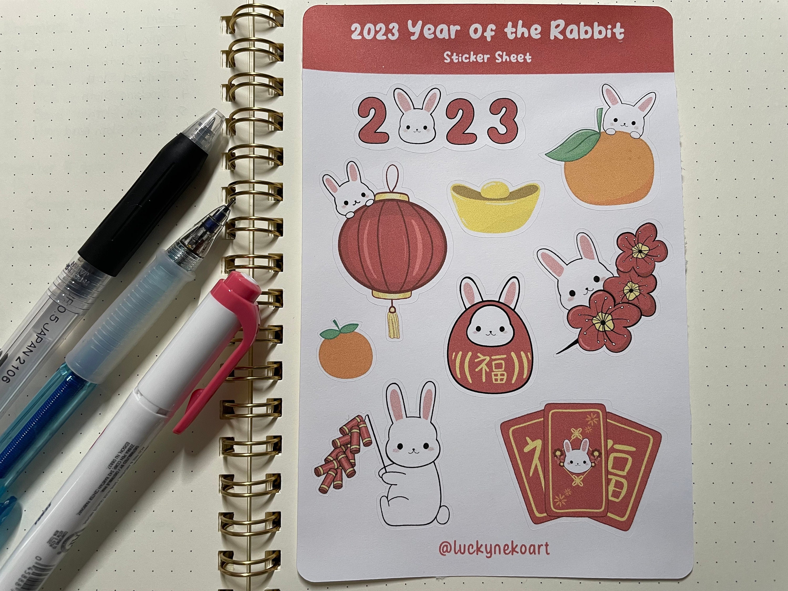Year of the Rabbit Sticker Sheet | Lunar New Year | 2023 Sticker ...