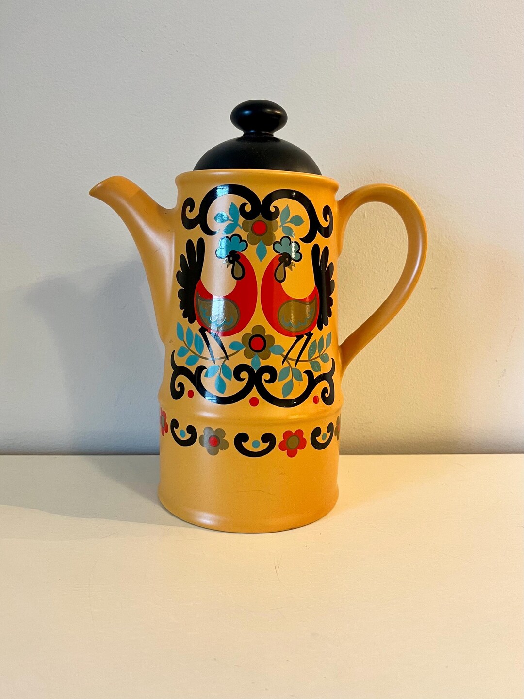 70's Vintage Sadler Folk Art Rooster Stoneware Coffee or Tea Pot ...
