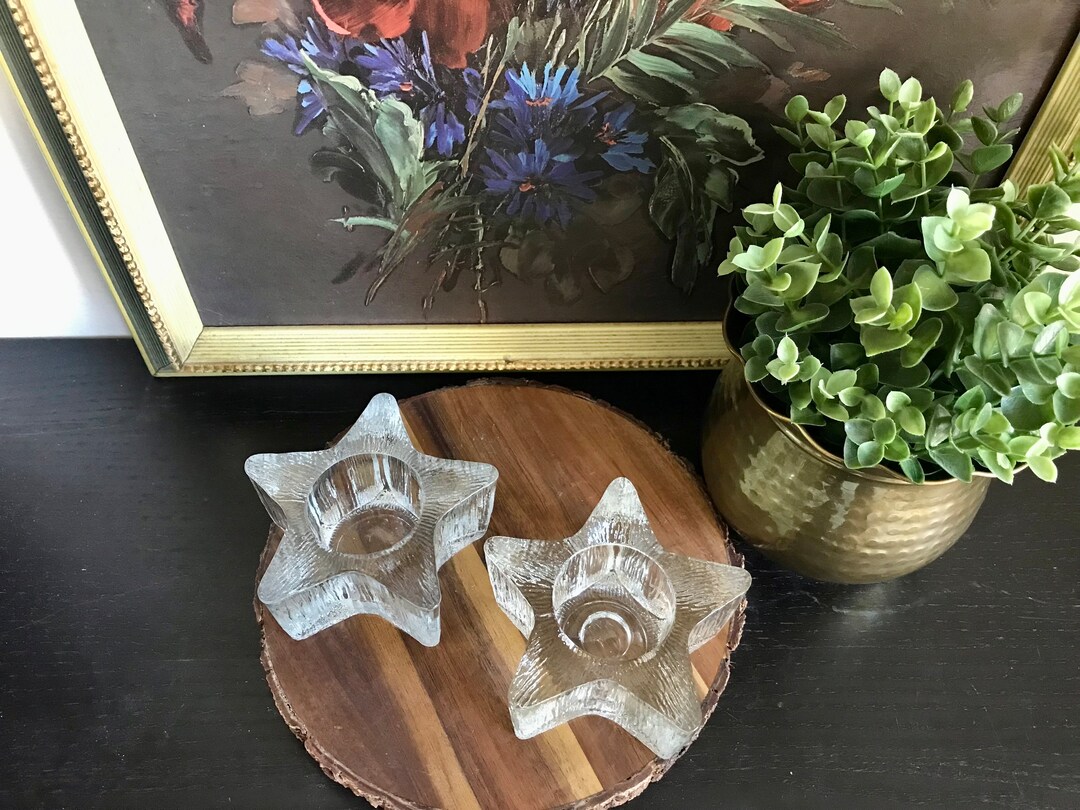 Vintage AVON Solid Glass Star Candleholders - Vintage Home Decor ...