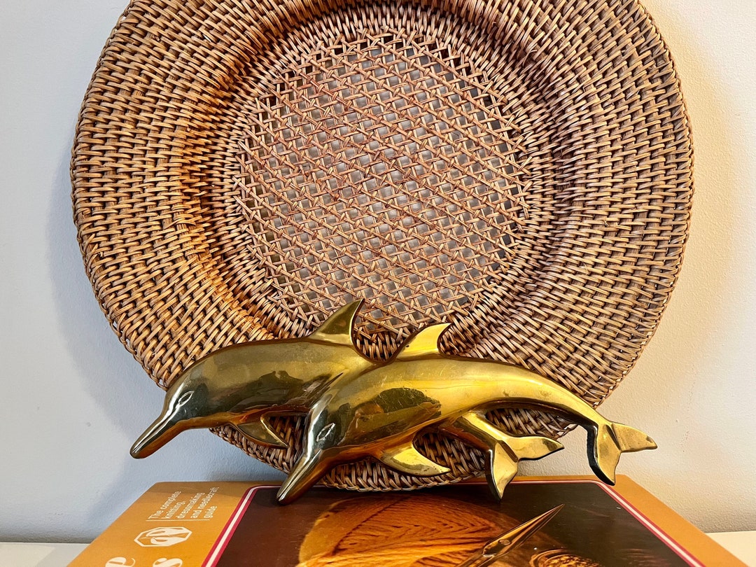 Vintage Solid Brass Dolphin Wall Decor - Nautical Home Decor ...