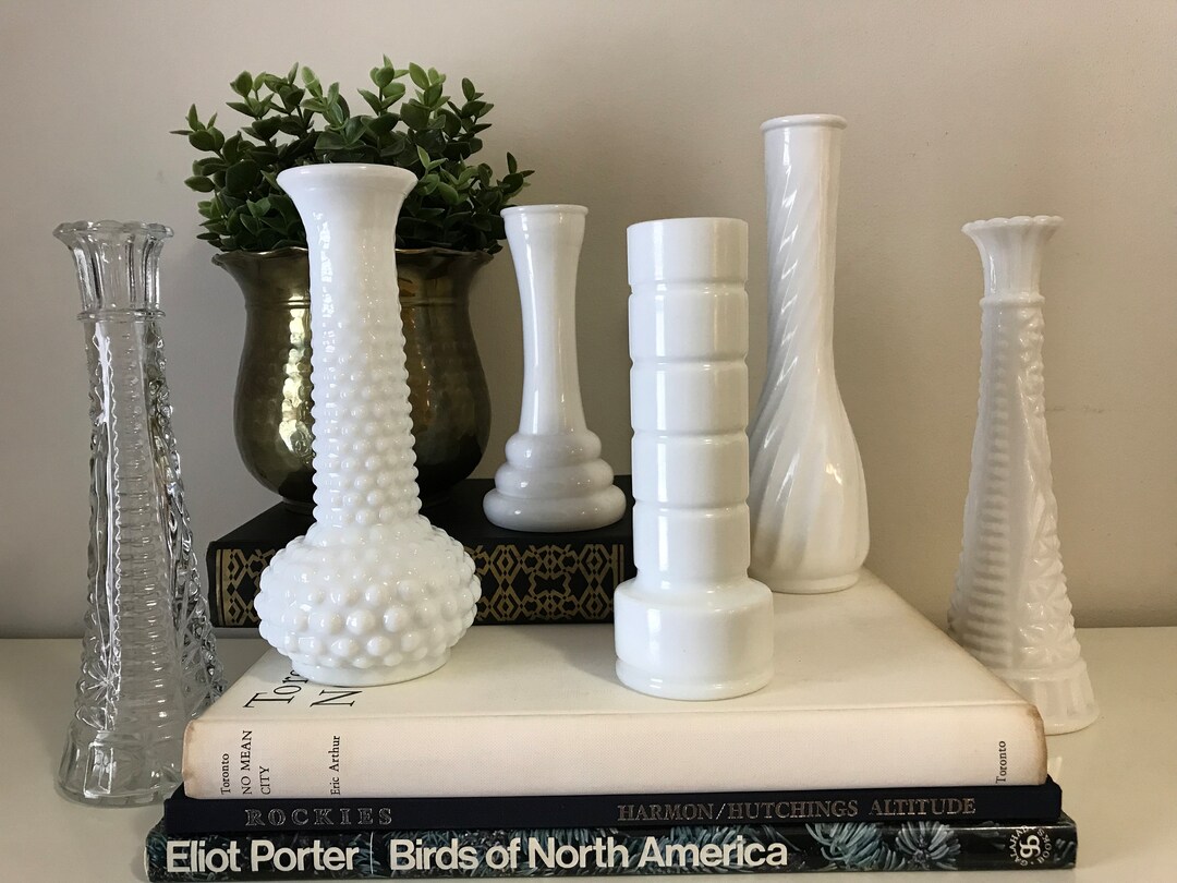 Vintage Milkglass Bud Vases E.O. Brody Co., Hoosier, Anchor Hocking ...
