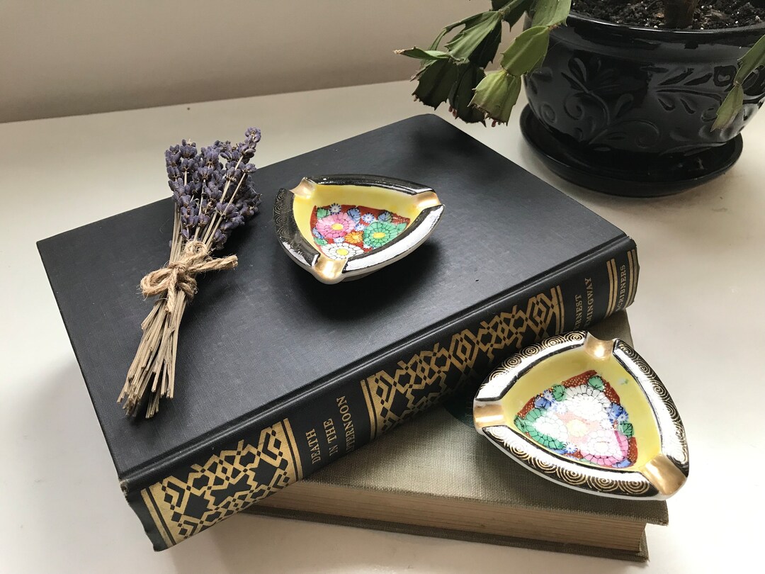 Vintage Mini Japanese Porcelain Ashtray: Floral Ceramic Catchall, Made ...