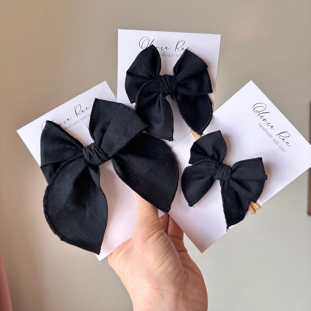 Large Black Fable Bow Newborn Bows Hair Bows For Girls Fable Hair